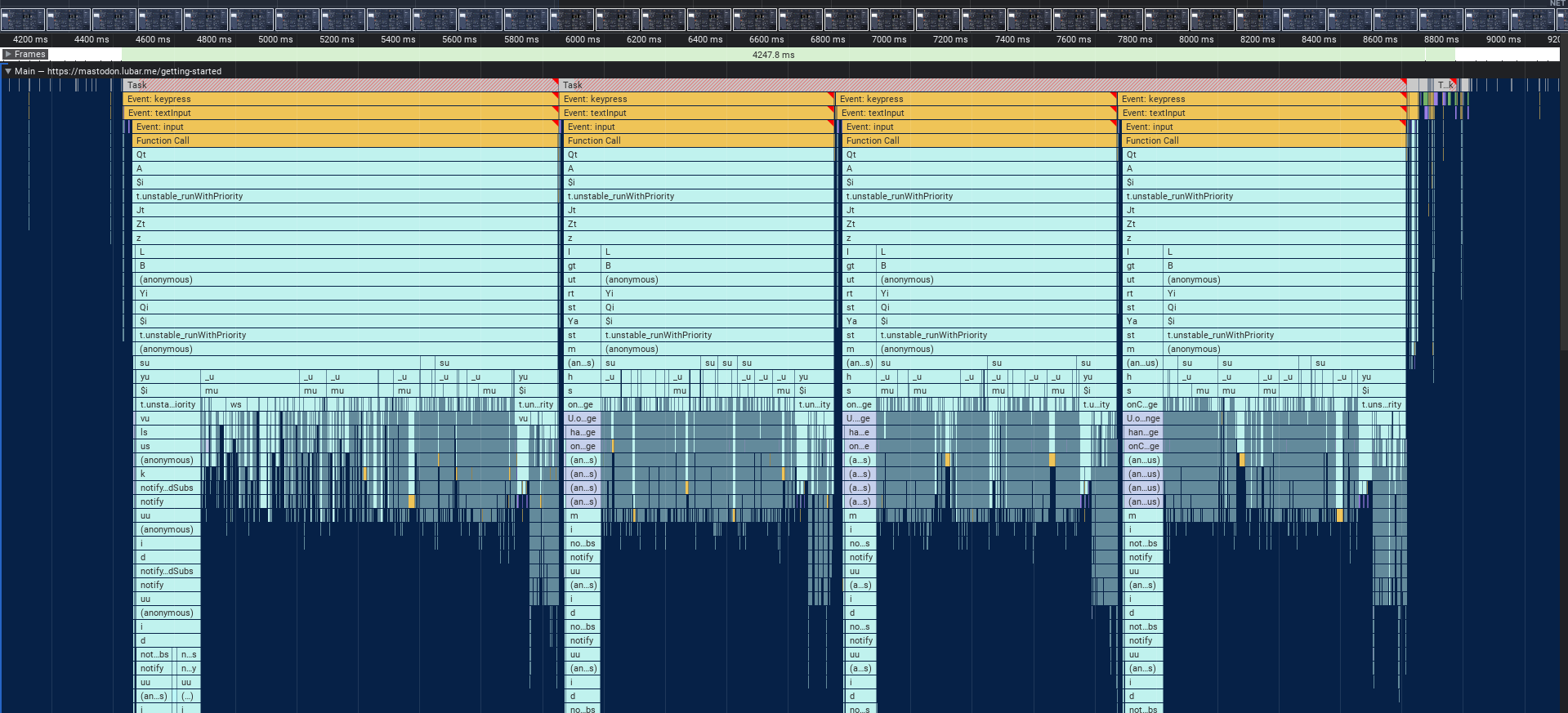 input handler takes about 1000ms per character typed into the posting box · Issue #22225 ...