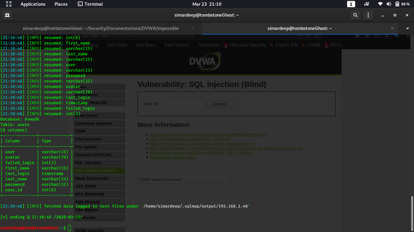 Blind SQLi in Impossible Level · Issue #346 · digininja/DVWA · GitHub