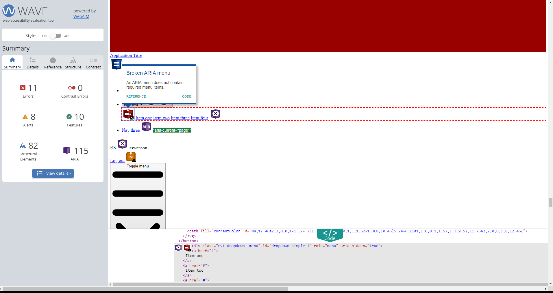Broken ARIA Menu (Wave Accessibility Tool Error) · Issue #183 · indiana-university/rivet-docs ...