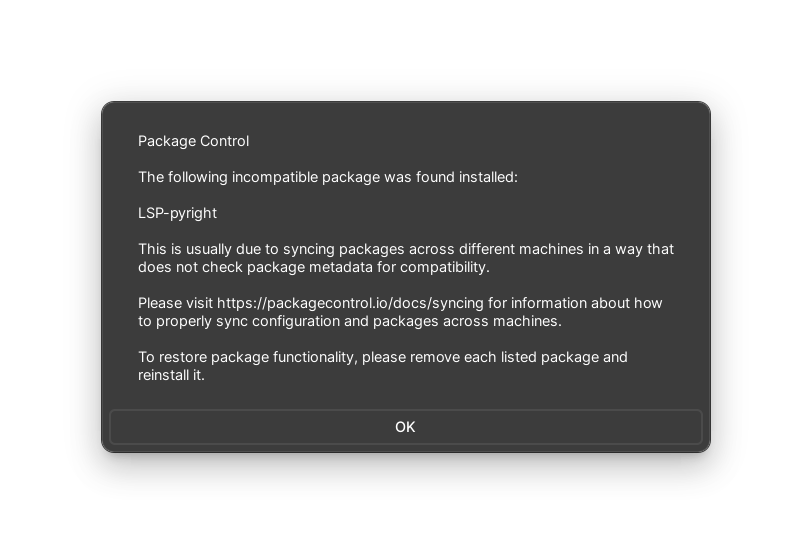 Package Control marks LSP-pyright as "incompatible" when starting Sublime · Issue #234 ...