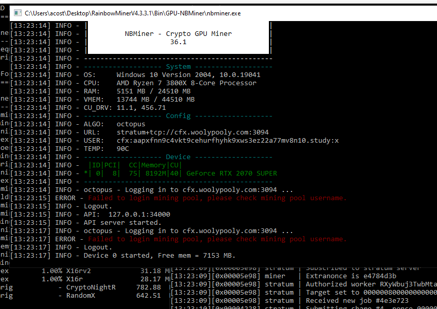 Error with WoolyPooly and NBMiner · Issue #1460 · RainbowMiner/RainbowMiner · GitHub