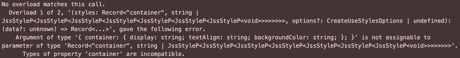ReactJSS - Incompatible types error (CSS properties for alignment) · Issue #1258 · cssinjs/jss ...