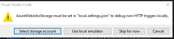 Vs Code Azure Functions Extension Storage Warning Is Hard To Understand · Issue 1332
