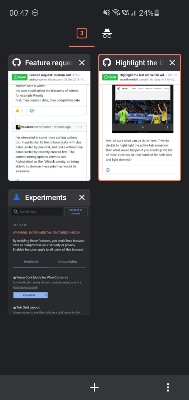 Highlight the last active tab with a color in Tab Manager, to ...