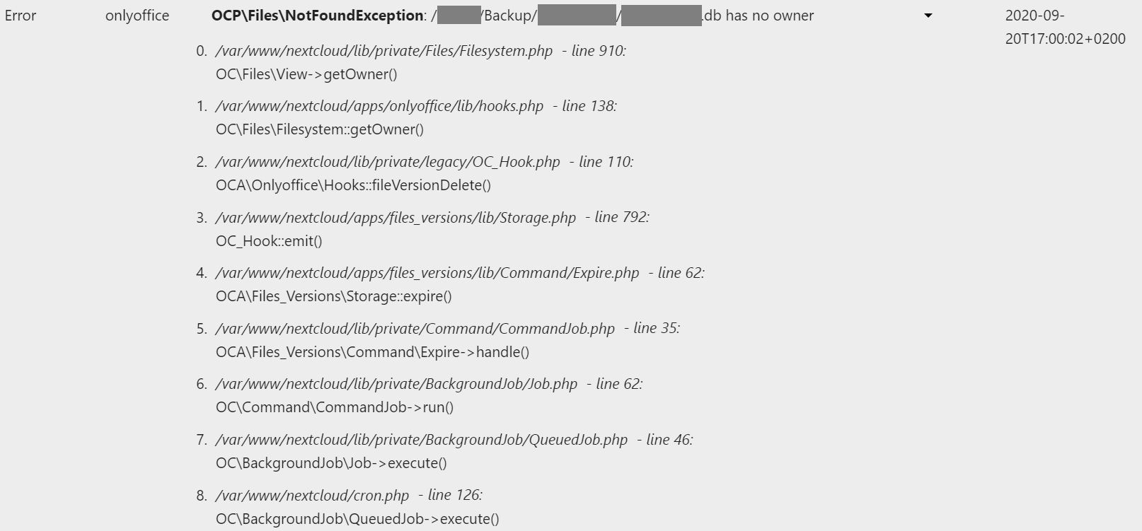 Log spamming with "file has no owner" messages · Issue #366 · ONLYOFFICE/onlyoffice-nextcloud ...