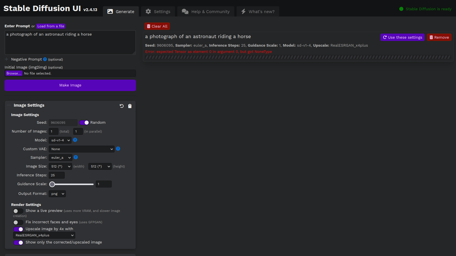 Error generating image on fresh install. · Issue #532 · easydiffusion/easydiffusion · GitHub