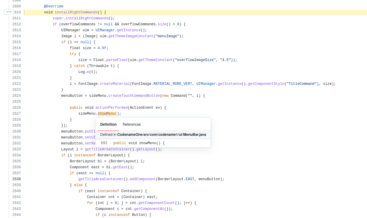 Regression: Toolbar overflow menu no longer scrollable · Issue #3584 · codenameone/CodenameOne ...