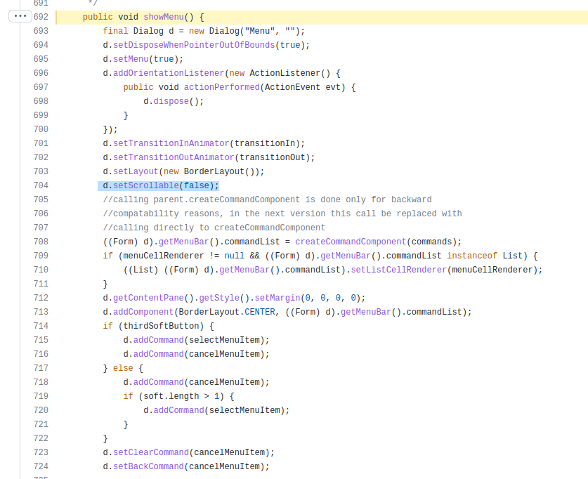 Regression: Toolbar overflow menu no longer scrollable · Issue #3584 · codenameone/CodenameOne ...