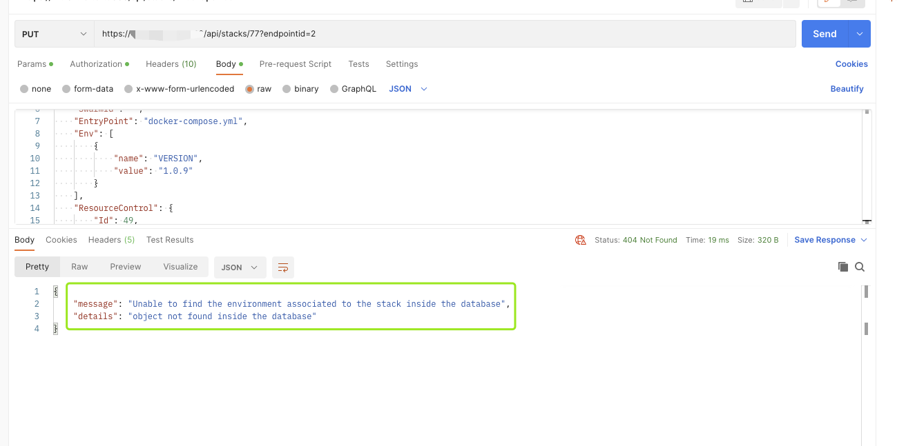 Unable To Find The Environment Associated To The Stack Inside The Database · Issue 8730