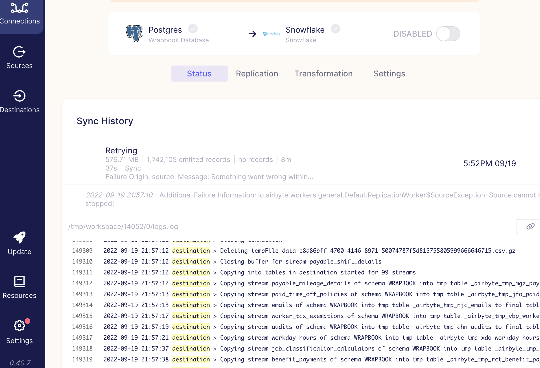 Cannot Cancel A Running Sync When You Disable A Connection · Issue 16905 · Airbytehq Airbyte