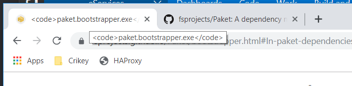 Documentation page for bootstrapper contains HTML tags in title element ...