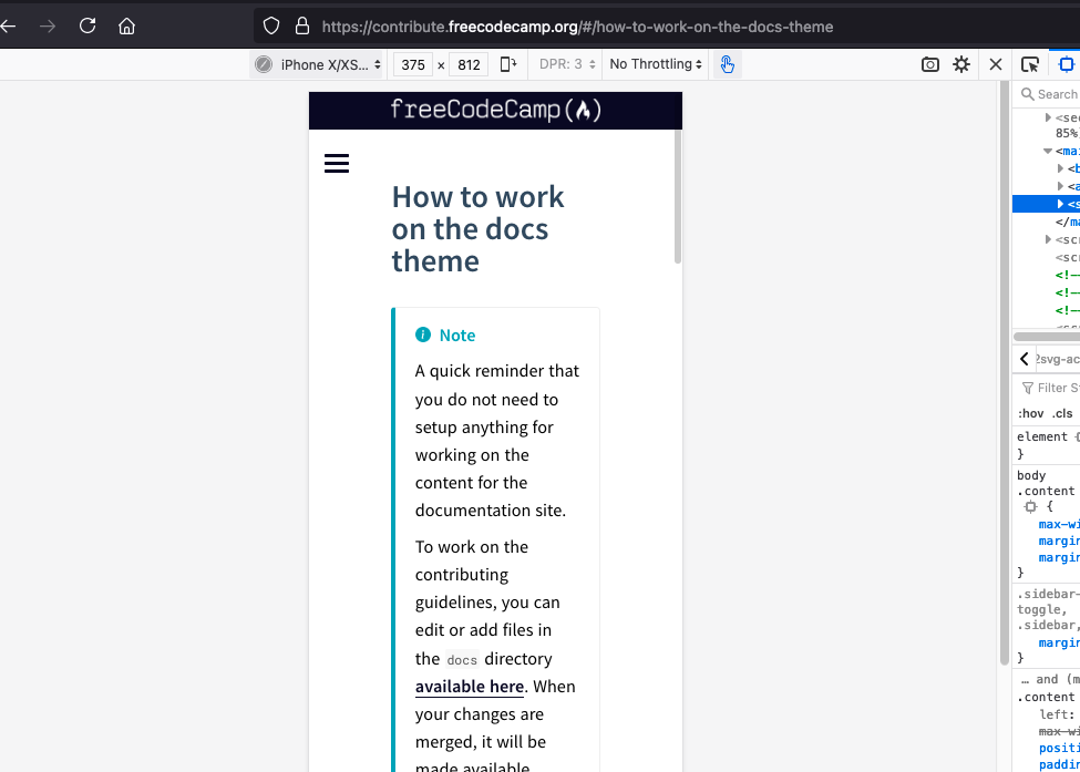 Easy readability of documentation in mobile view · Issue #42571 · freeCodeCamp/freeCodeCamp · GitHub