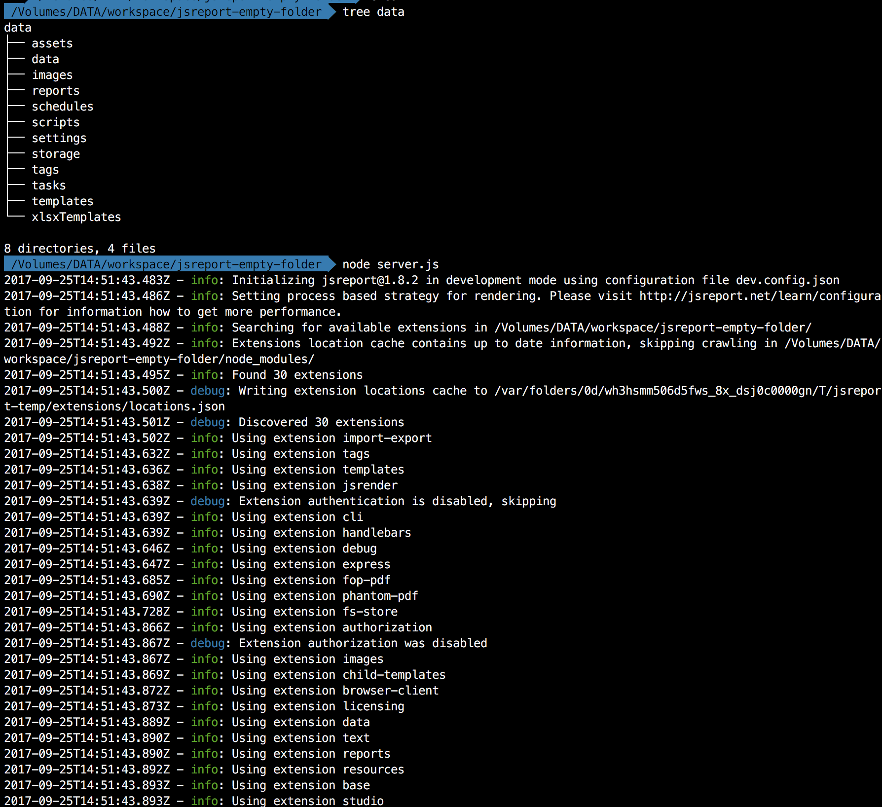 JSReport crashes if there's an empty folder in the data/templates ...