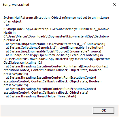 Open from GAC results in unhandled exception · Issue #1267 · icsharpcode/ILSpy · GitHub