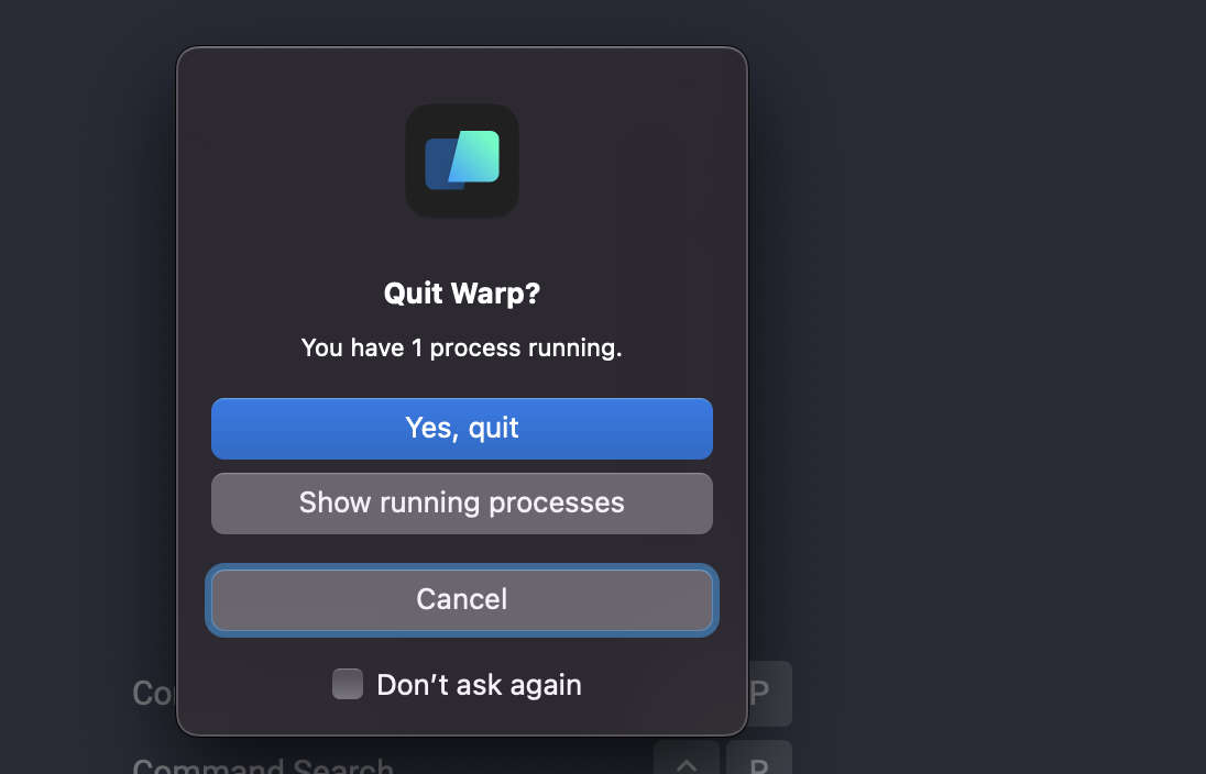 `sessions Running` Shows Completed Processes When Clicking `update Warp` · Issue 3625