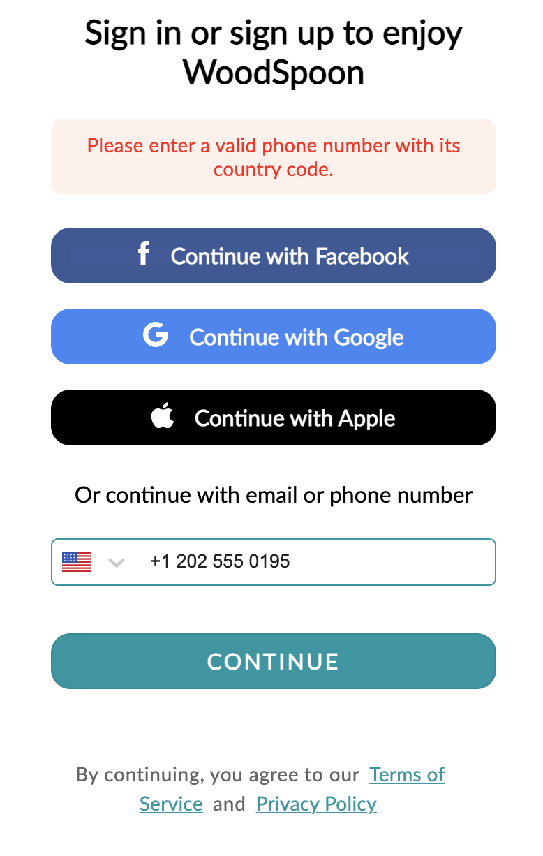 "Please enter a valid phone number with its country code." error ...