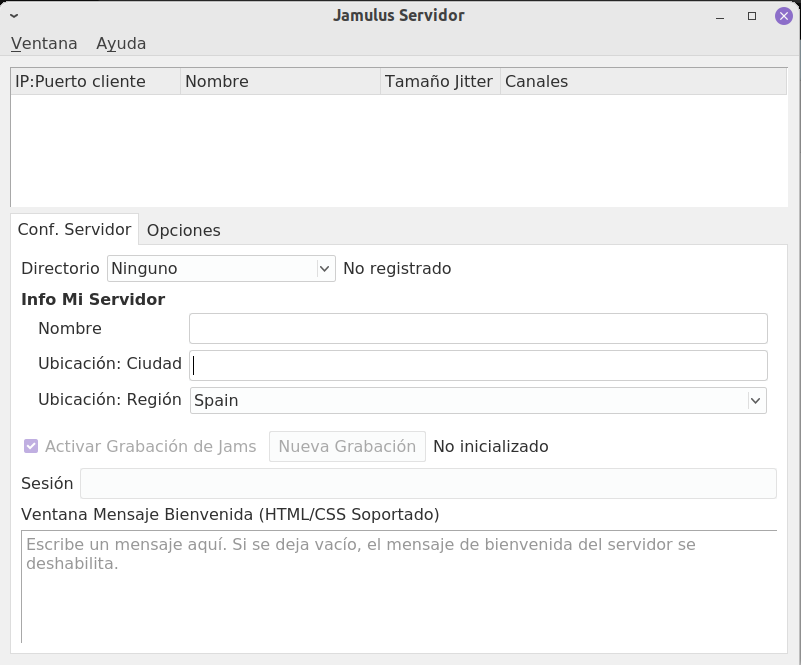 Ejecutar un Servidor – Página Web de Jamulus