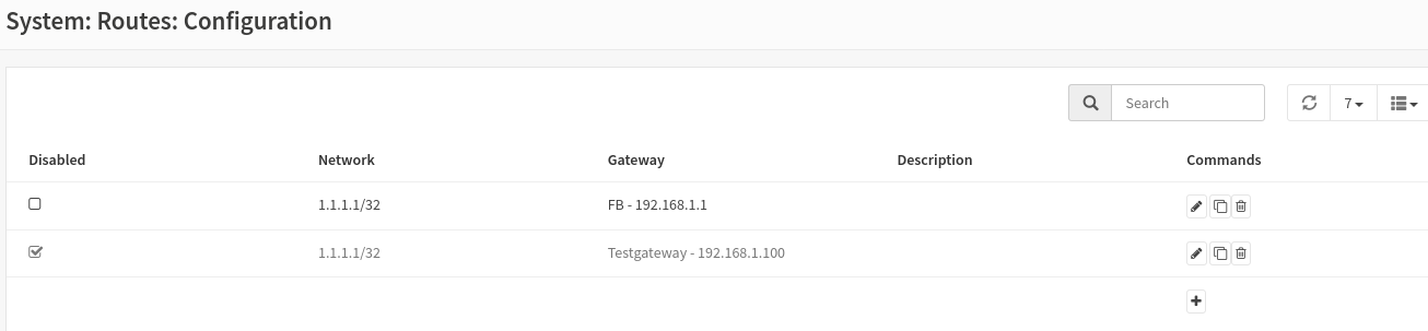 Disabled static route removes routes with same network learned from ...