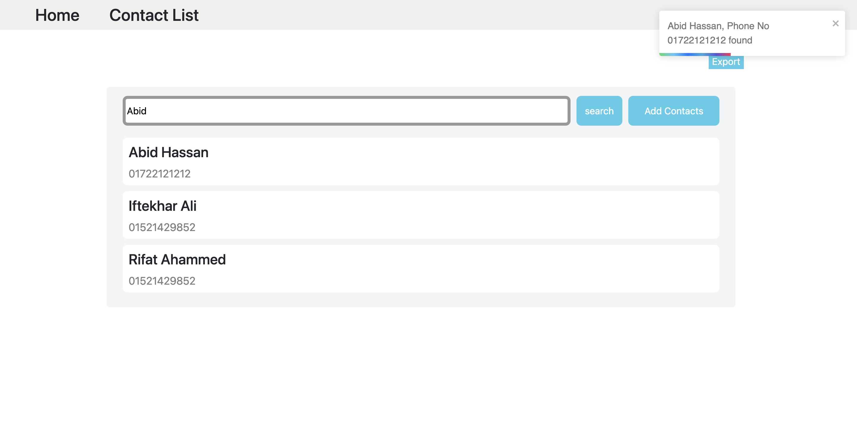 Github Abid0801 React Based Contact Book