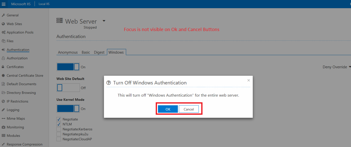 [Accessibility] A11y_Manage.IIS.Net_Web Server_Authentication_Keyboard: Focus is not visible on ...