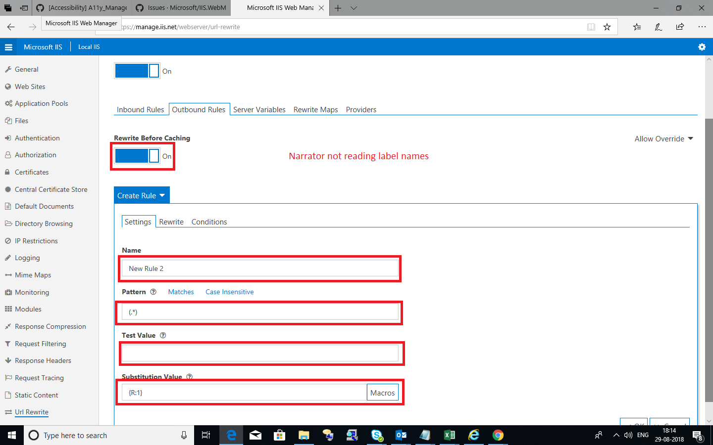 [Accessibility] A11y_Manage.IIS.Net_Web Server_Authentication_Screen Reader: Narrator is not ...