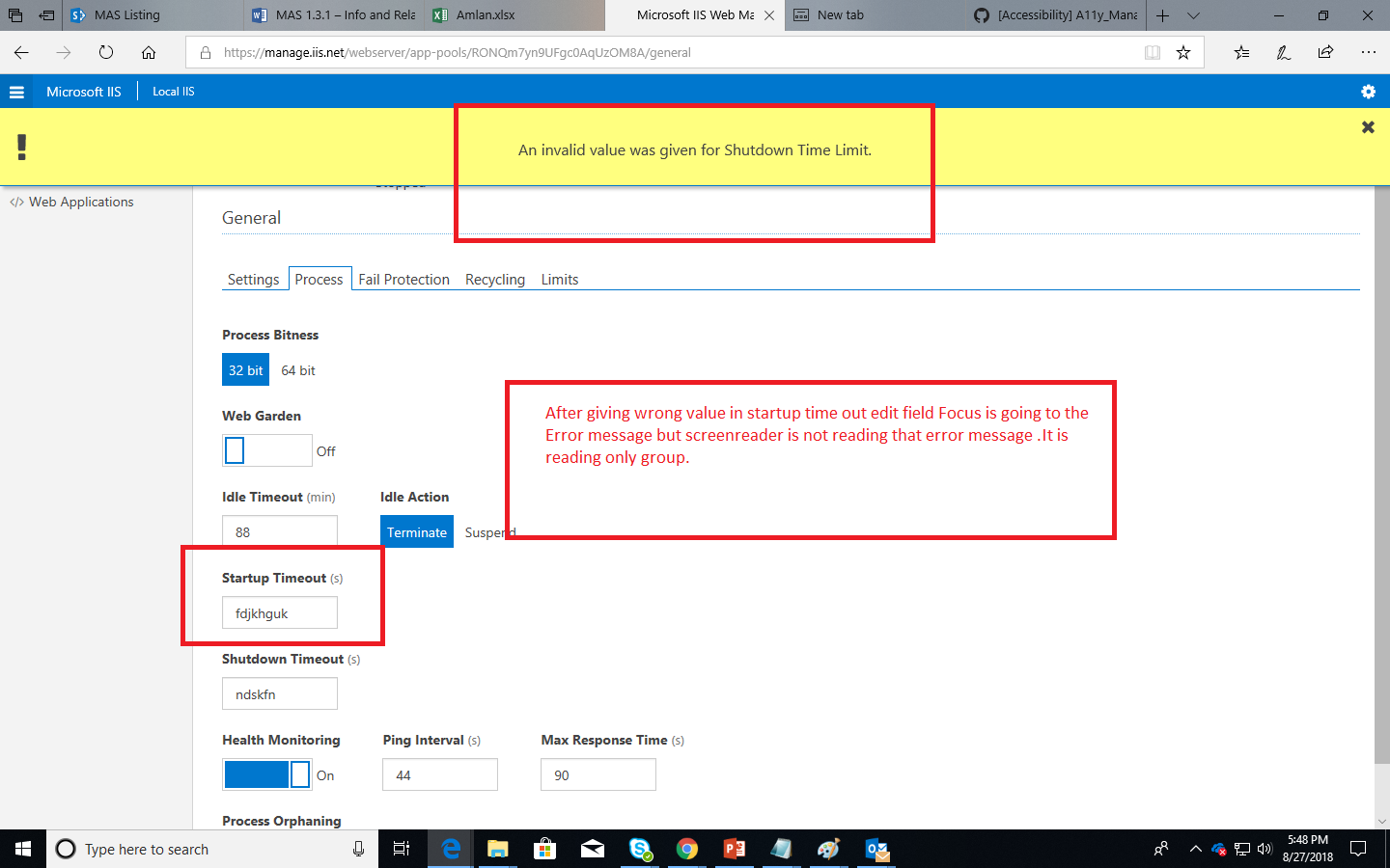 [Accessibility] A11y_Manage.IIS.Net_Webserver Applicationpool Edit_Screen Reader:After giving ...