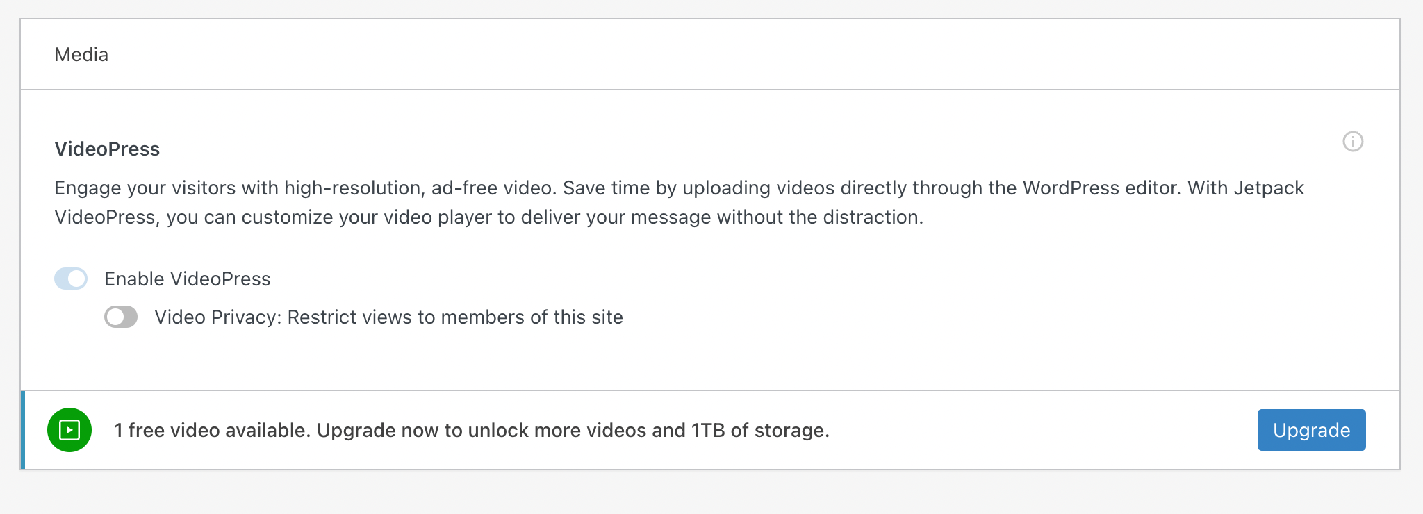 VideoPress: dashboard settings card does not support eCommerce plan · Issue #25366 · Automattic ...