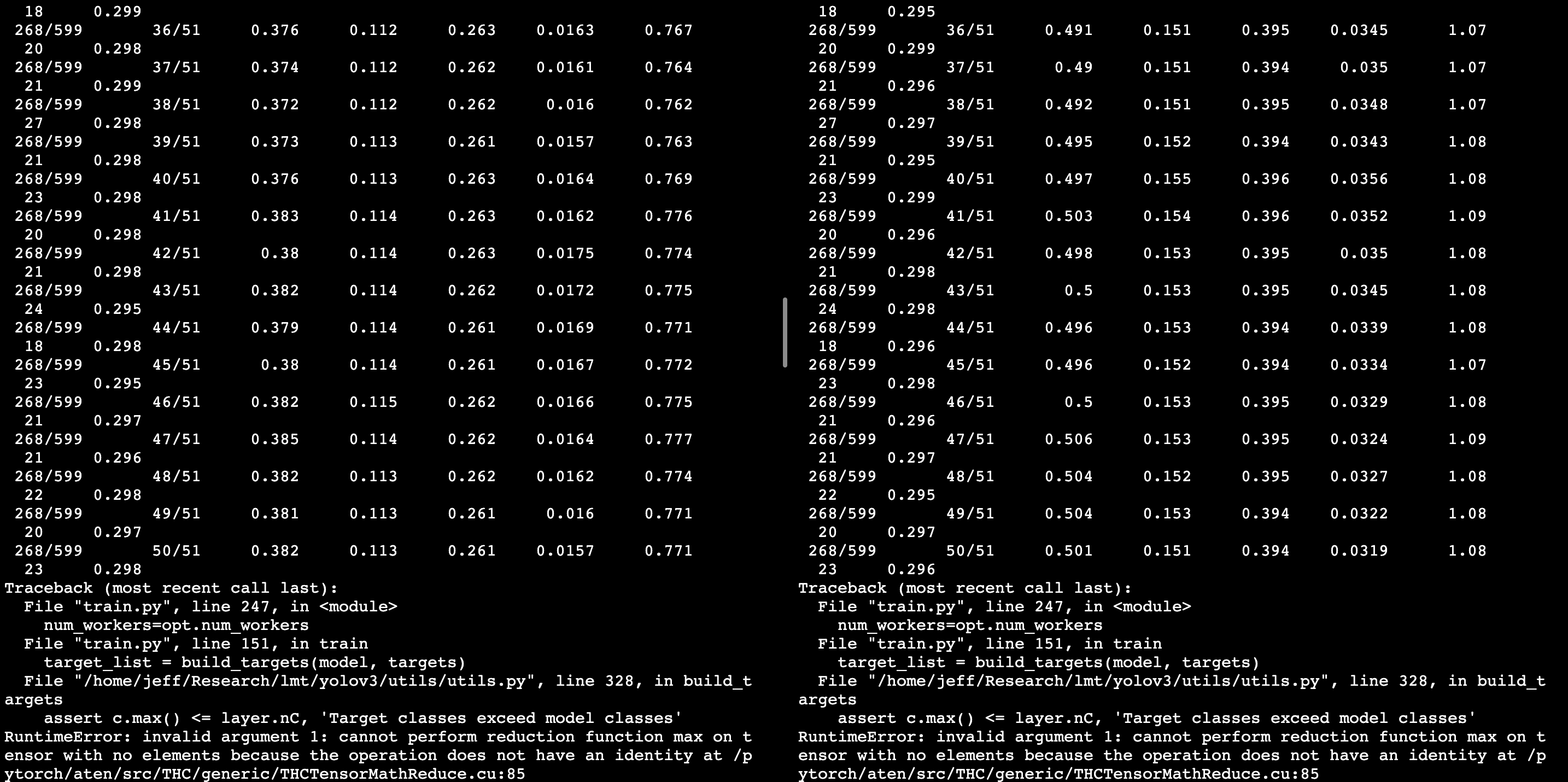 RuntimeError: invalid argument 1 · Issue #639 · ultralytics/yolov3 · GitHub