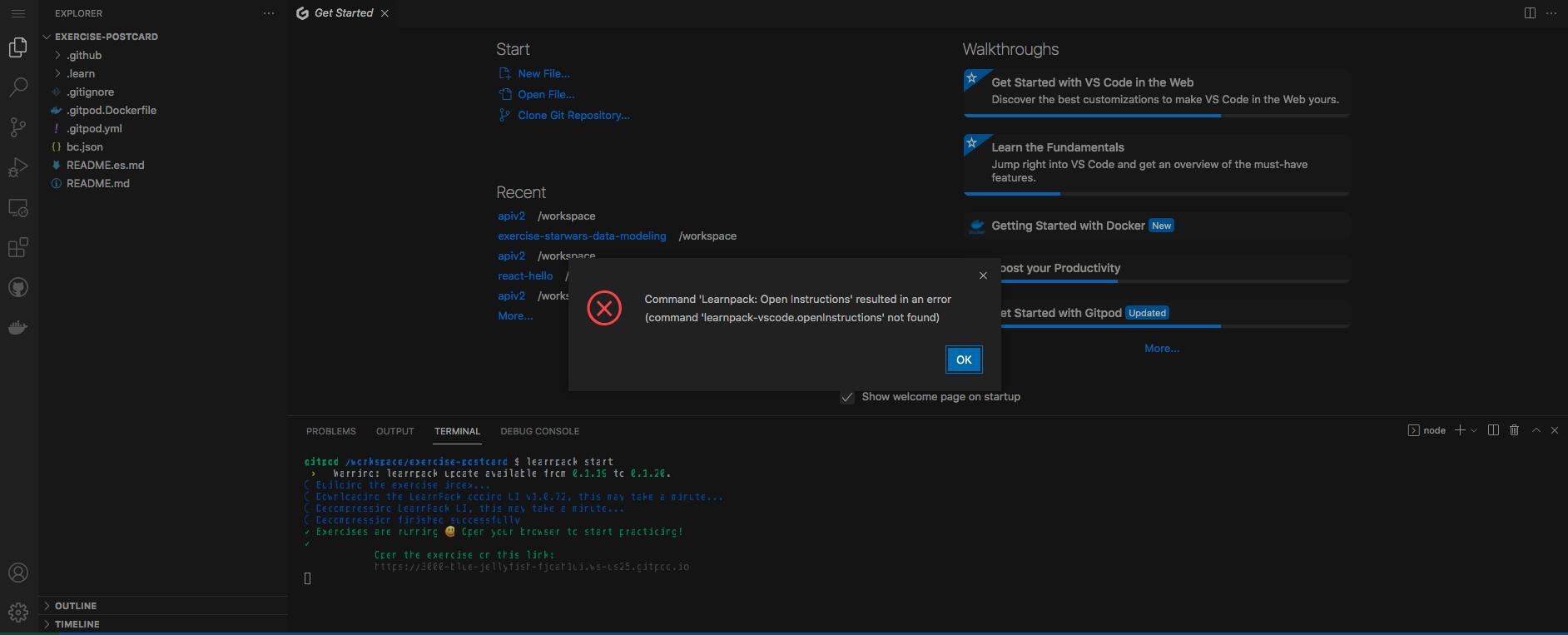 Buscar replicar el error "Command Learnpack instructions resulted in an error" · Issue #612 ...