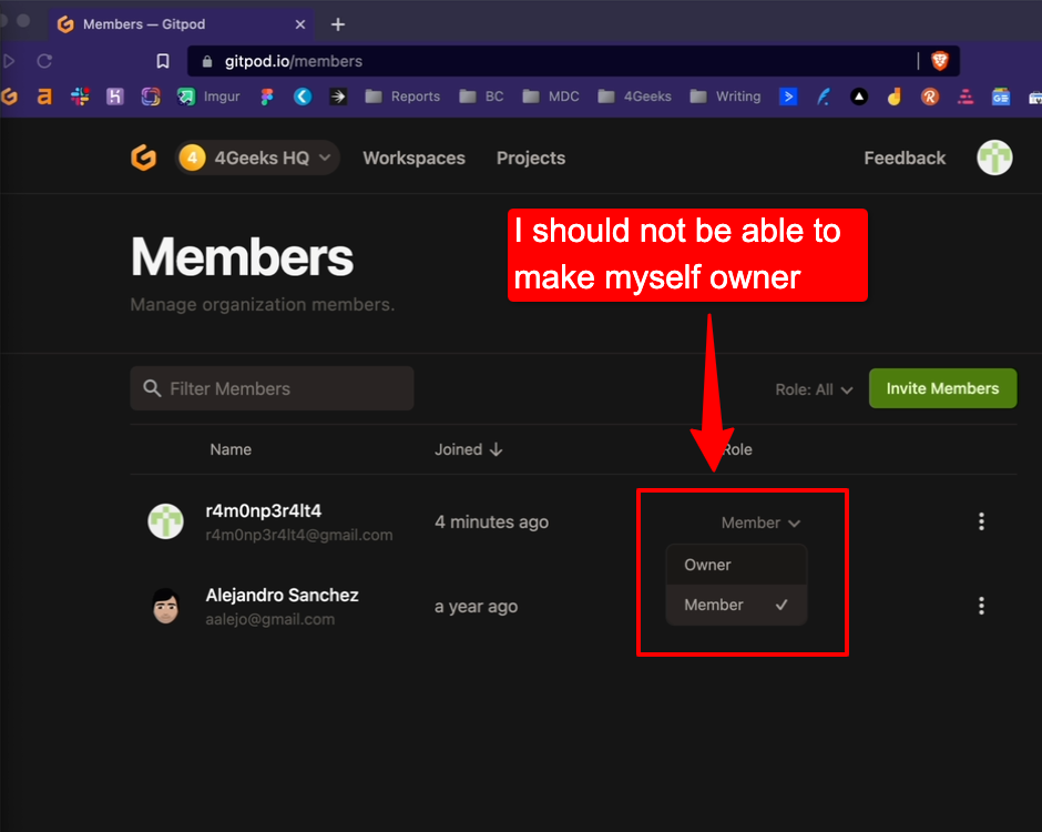 New Team Members Should Not Be Able To Make Themselves Owners · Issue 