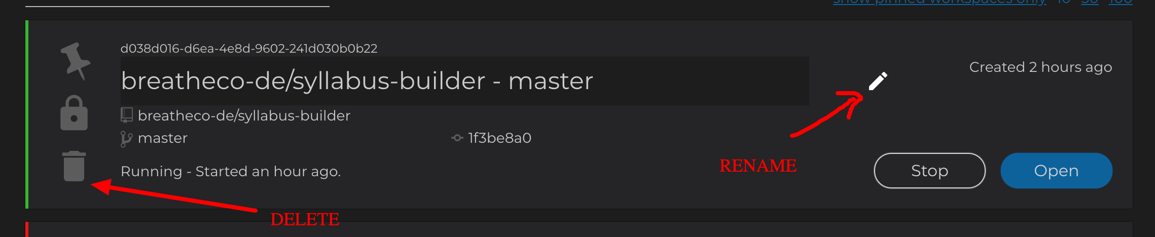 Add option to delete workspace to IDE interface · Issue #1207 · gitpod-io/gitpod · GitHub