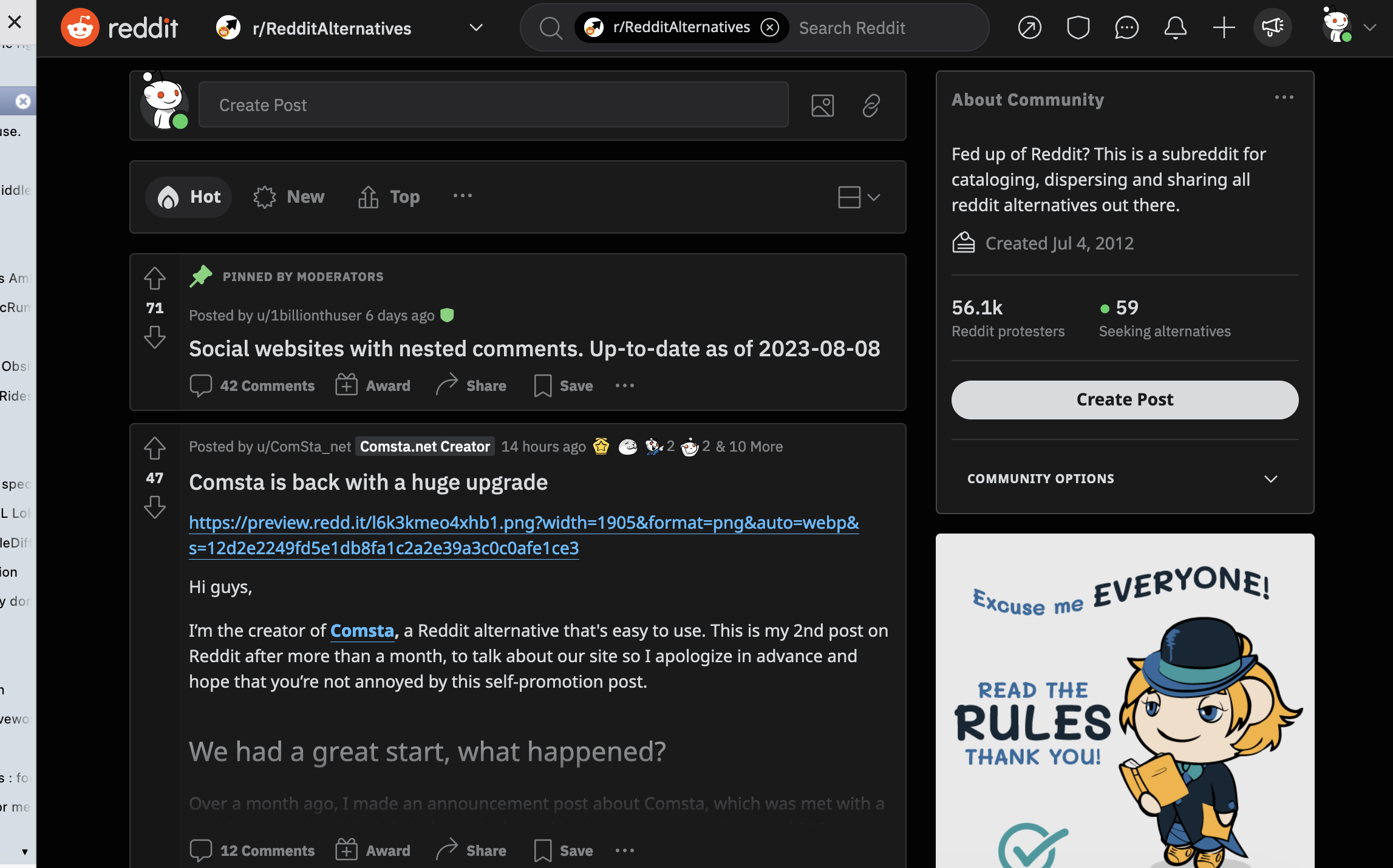 Add an option to show the community about section to the right of the ...