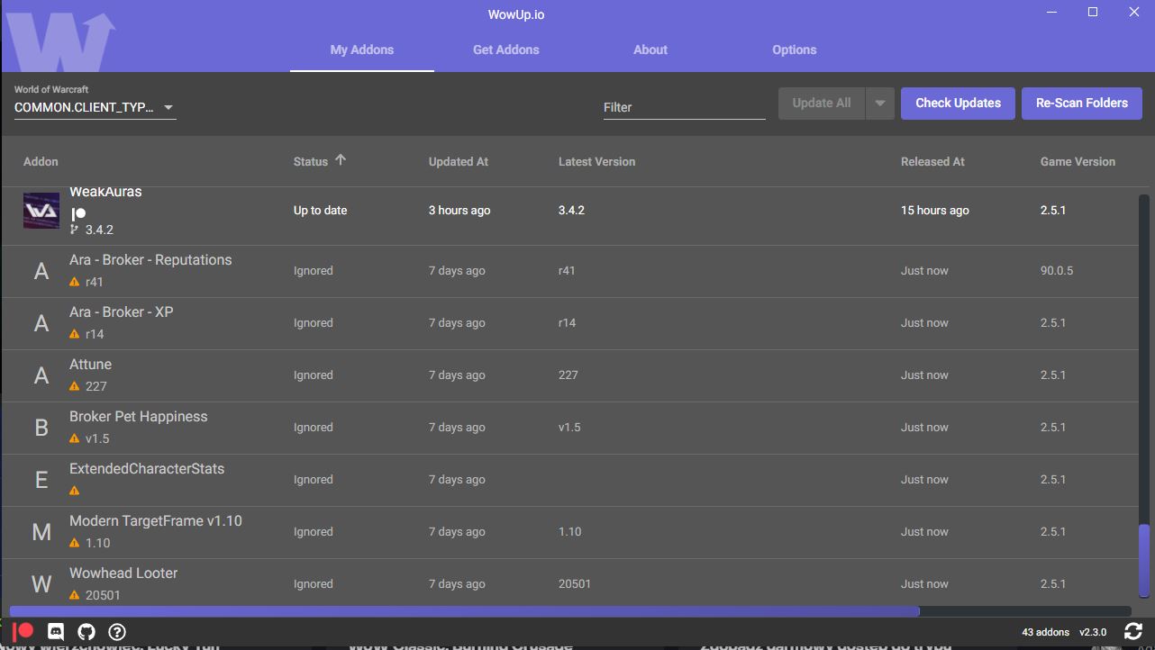 Re-scan cause some addons to be ignored · Issue #895 · WowUp/WowUp · GitHub
