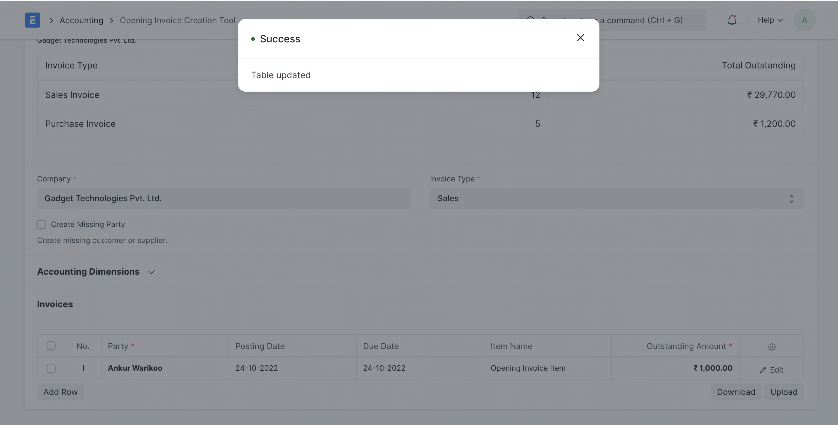 A few Bugs on Opening Invoice Creation Tool Tool · Issue #32326 · frappe/erpnext · GitHub