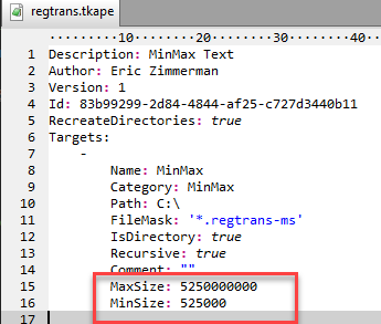 In Target config, add MinSize and MaxSize options · Issue #162 · EricZimmerman/KapeFiles · GitHub