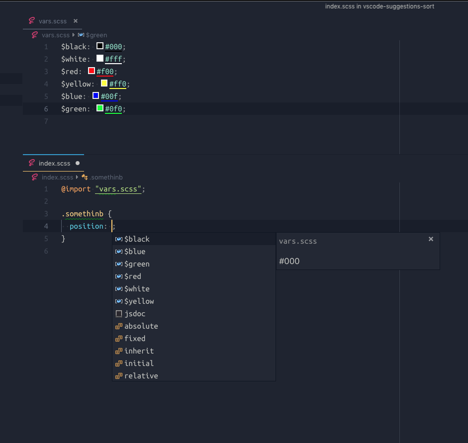 Show enum CSS property value first in completion · Issue #74213 · microsoft/vscode · GitHub
