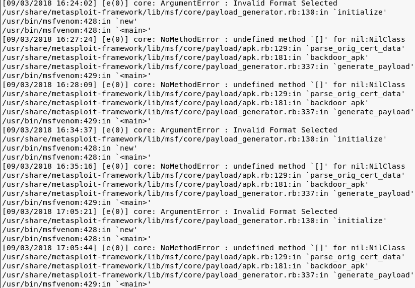 Error: undefined method `[]' for nil:NilClass msfvenom · Issue #10581 · rapid7/metasploit ...