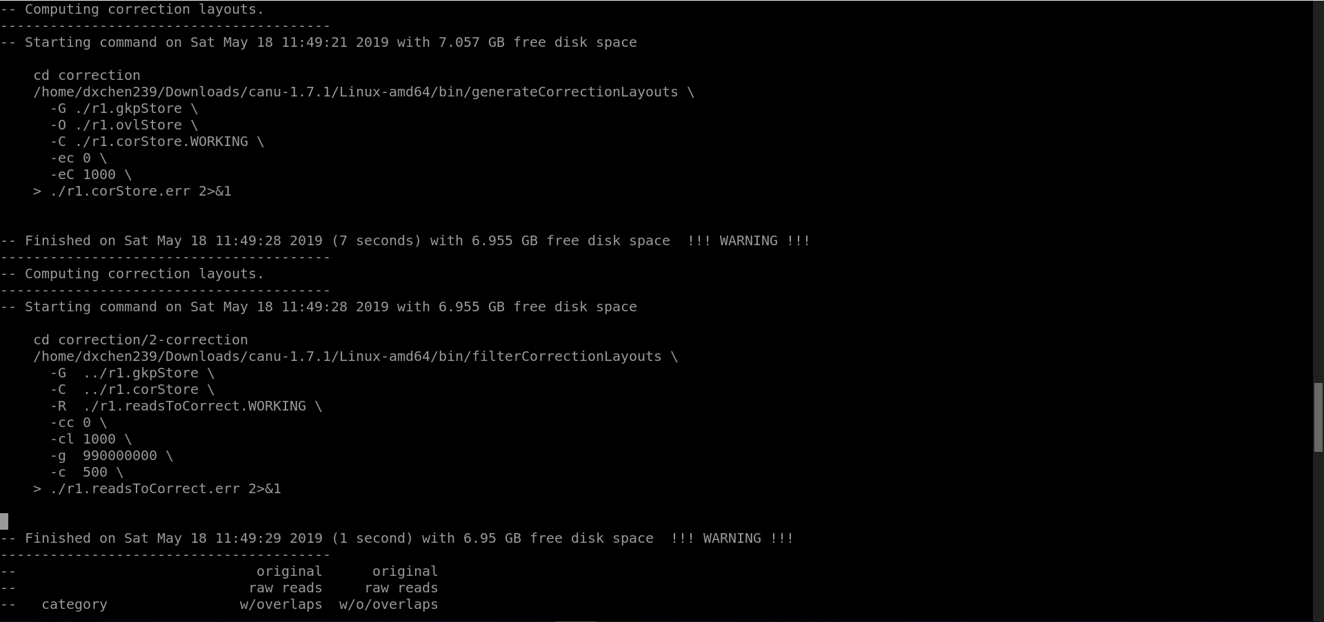 canu 1.7.1 stops in correction · Issue #1367 · marbl/canu · GitHub