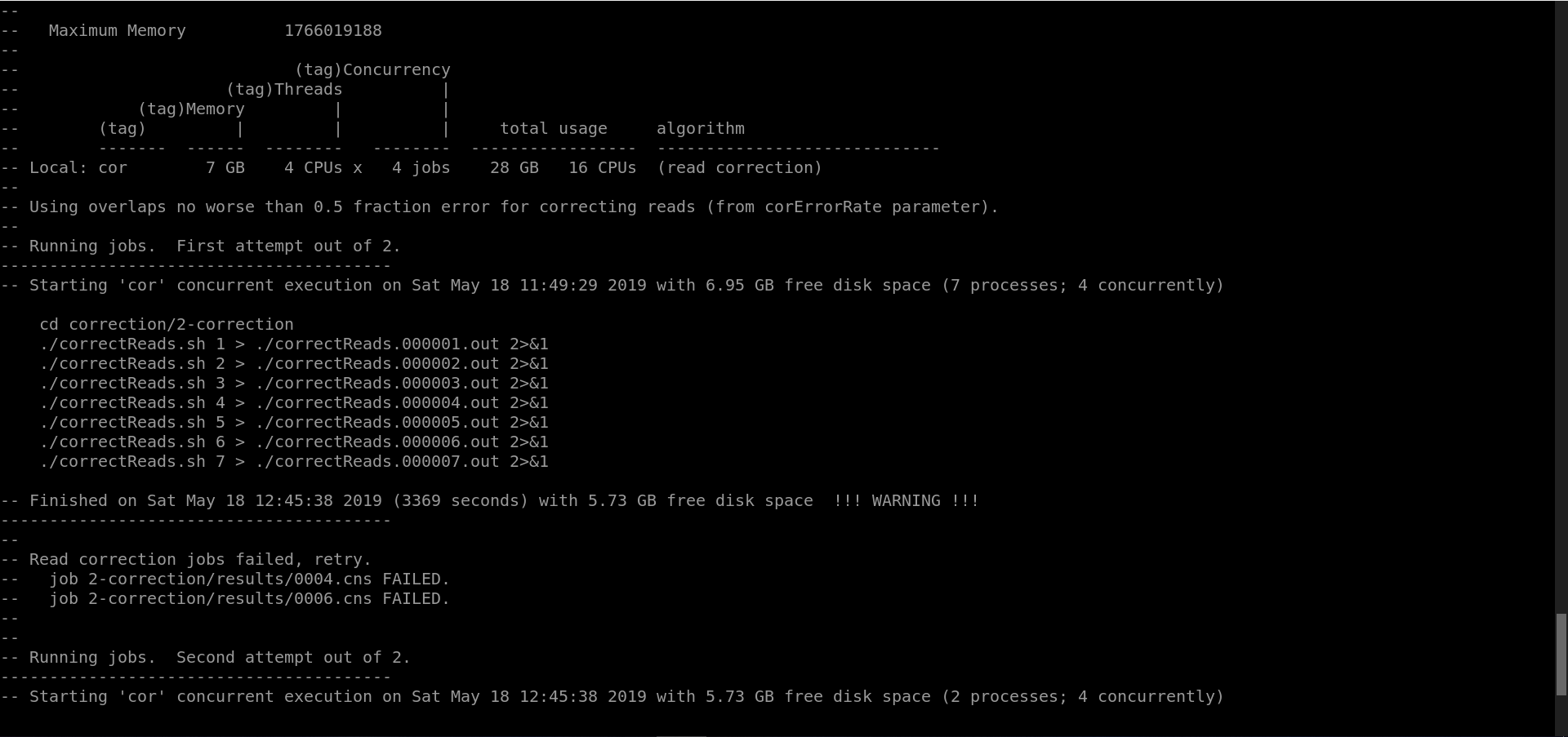 canu 1.7.1 stops in correction · Issue #1367 · marbl/canu · GitHub