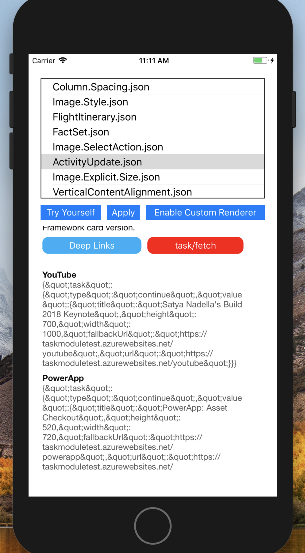JSON content not properly rendered on iOS devices. · Issue #1845 · microsoft/AdaptiveCards · GitHub