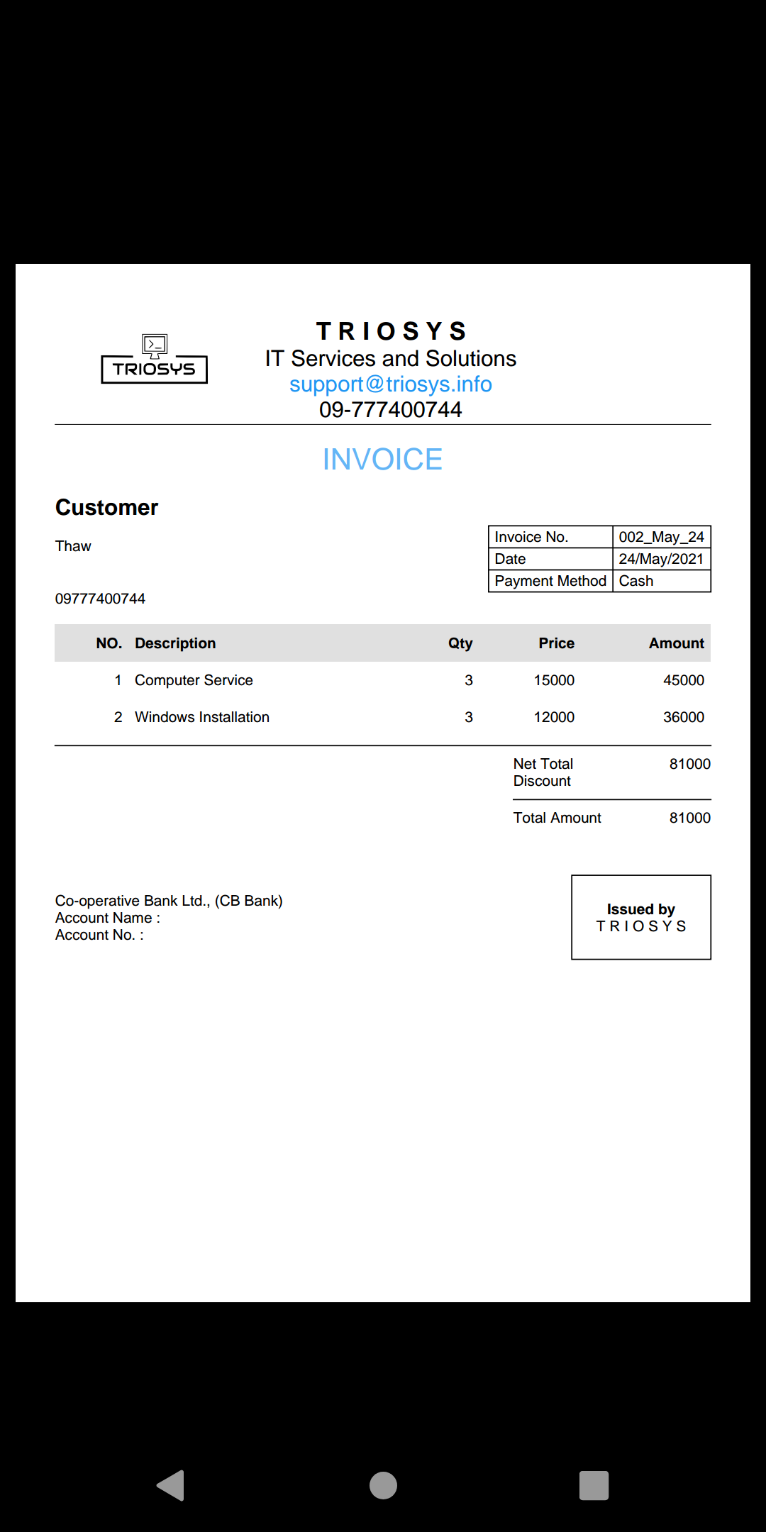 GitHub - ThawThuHan/triosys_invoice