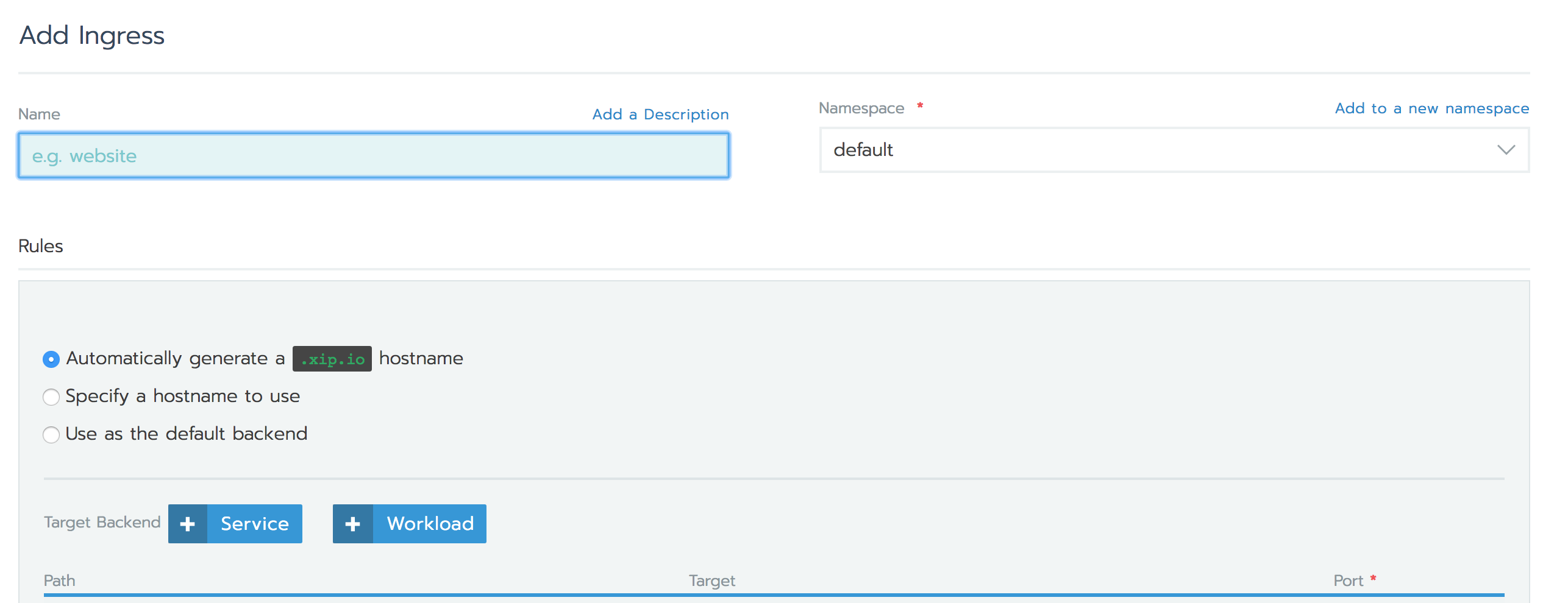 With “customDefaultBackend”: false, “Use as the default backend” option ...