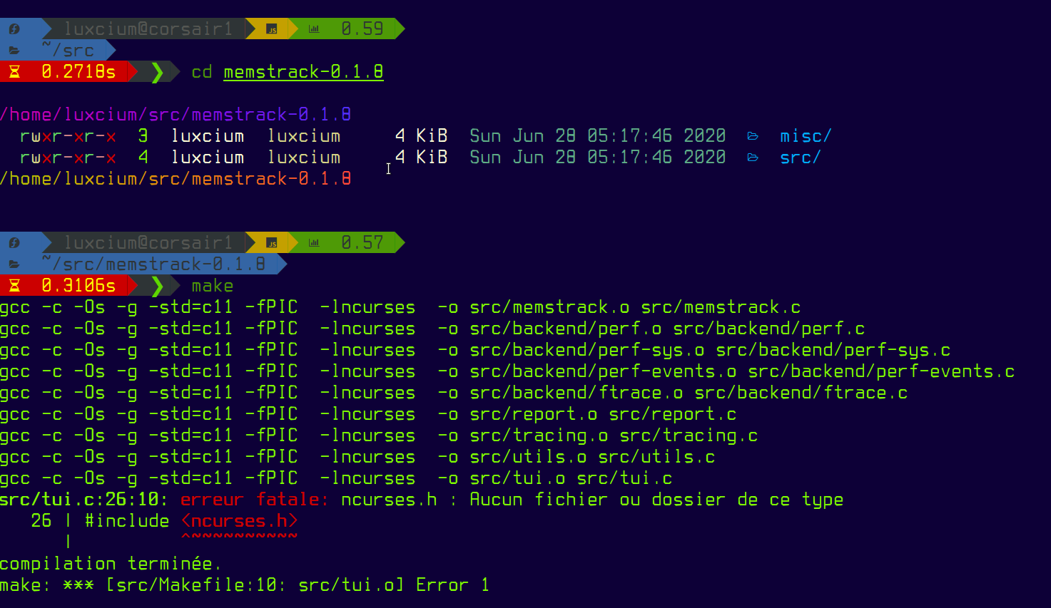 Fixed Fatal Error Ncursesh No Such File Or Directory Edit Fixed Using Sudo Dnf Install