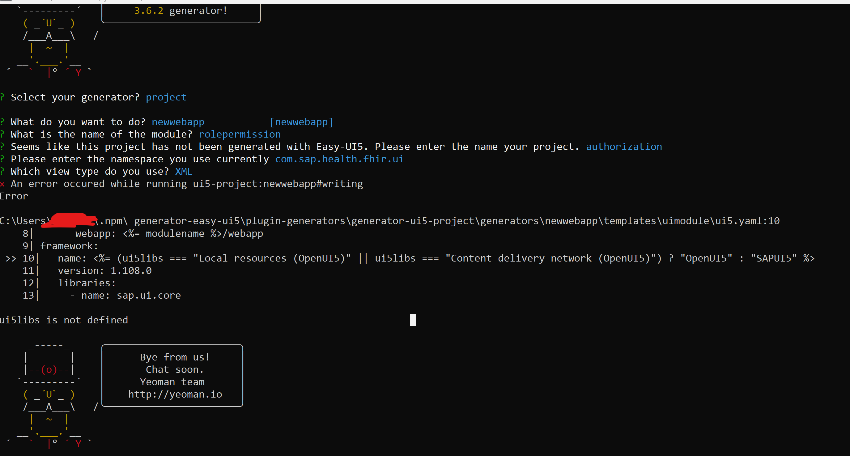 Error When Creating Newwebapp With Project Generator · Issue 68 · Ui5 Community Generator
