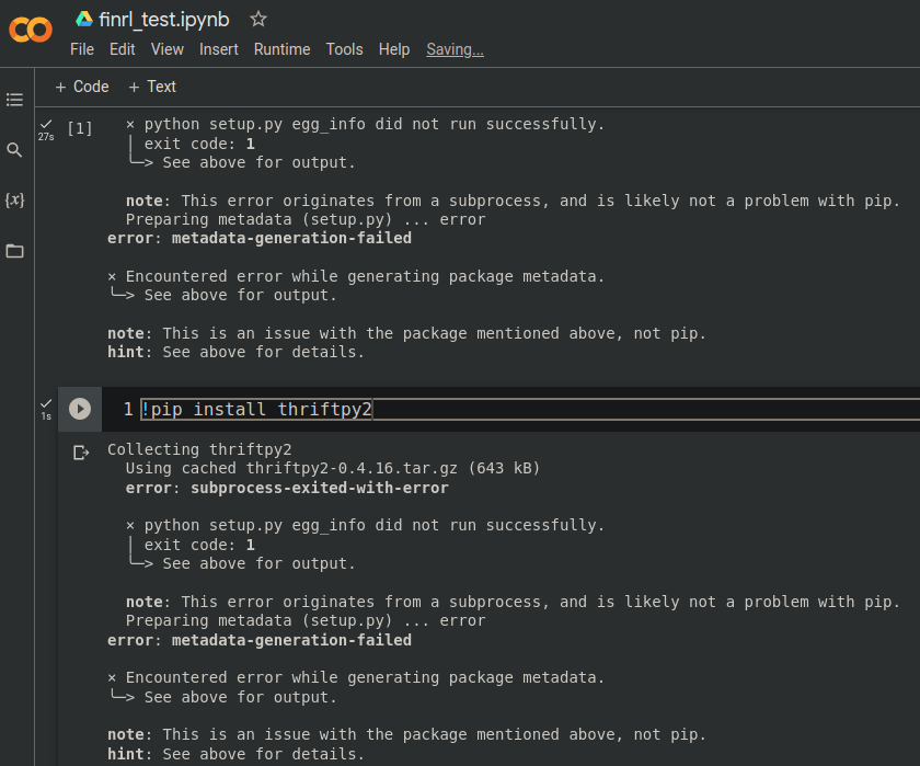 None of Jupyter Notebooks are working on Google Colab · Issue #1099 · AI4Finance-Foundation ...