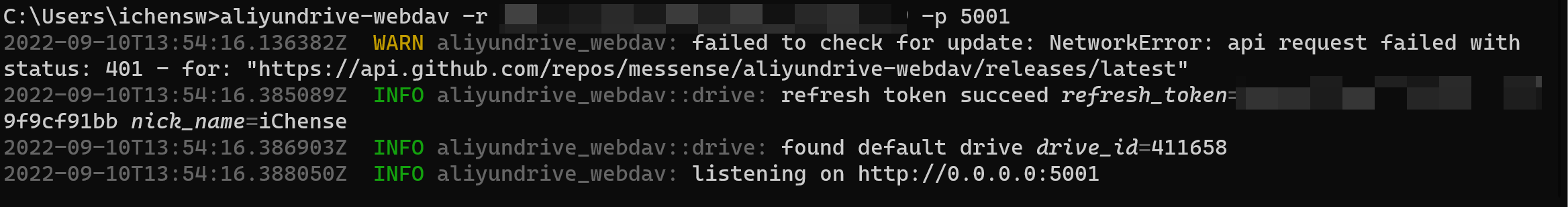 win11系统，使用pip安装完并且启动了，但无法访问网盘目录 · Issue #595 · messense/aliyundrive-webdav · GitHub