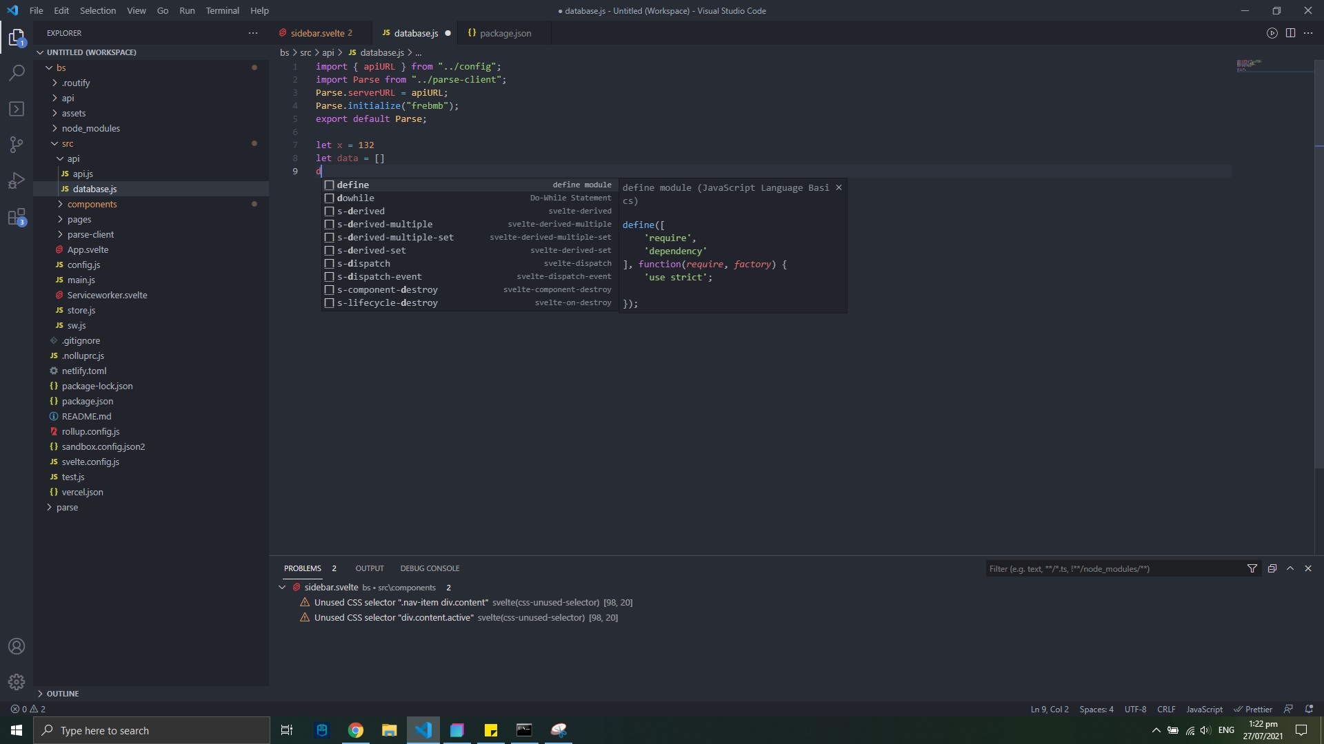 Code suggestion not working on routify project · Issue #385 · roxiness/routify · GitHub